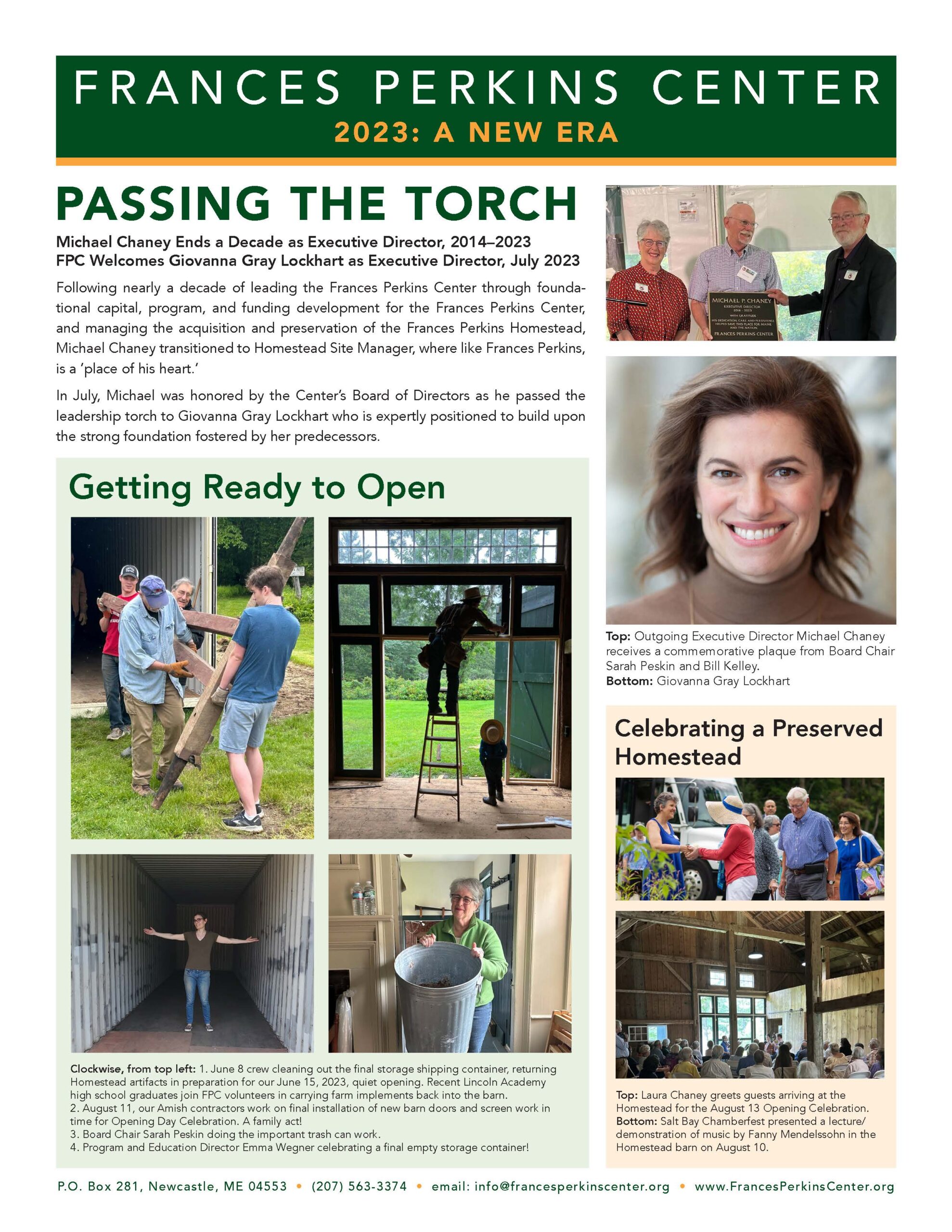 Fall 2023 FPC Newsletter - Frances Perkins Center